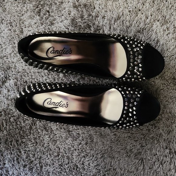 Candie's | Shoes | Black Bedazzled 4 Inch Heals | Poshmark